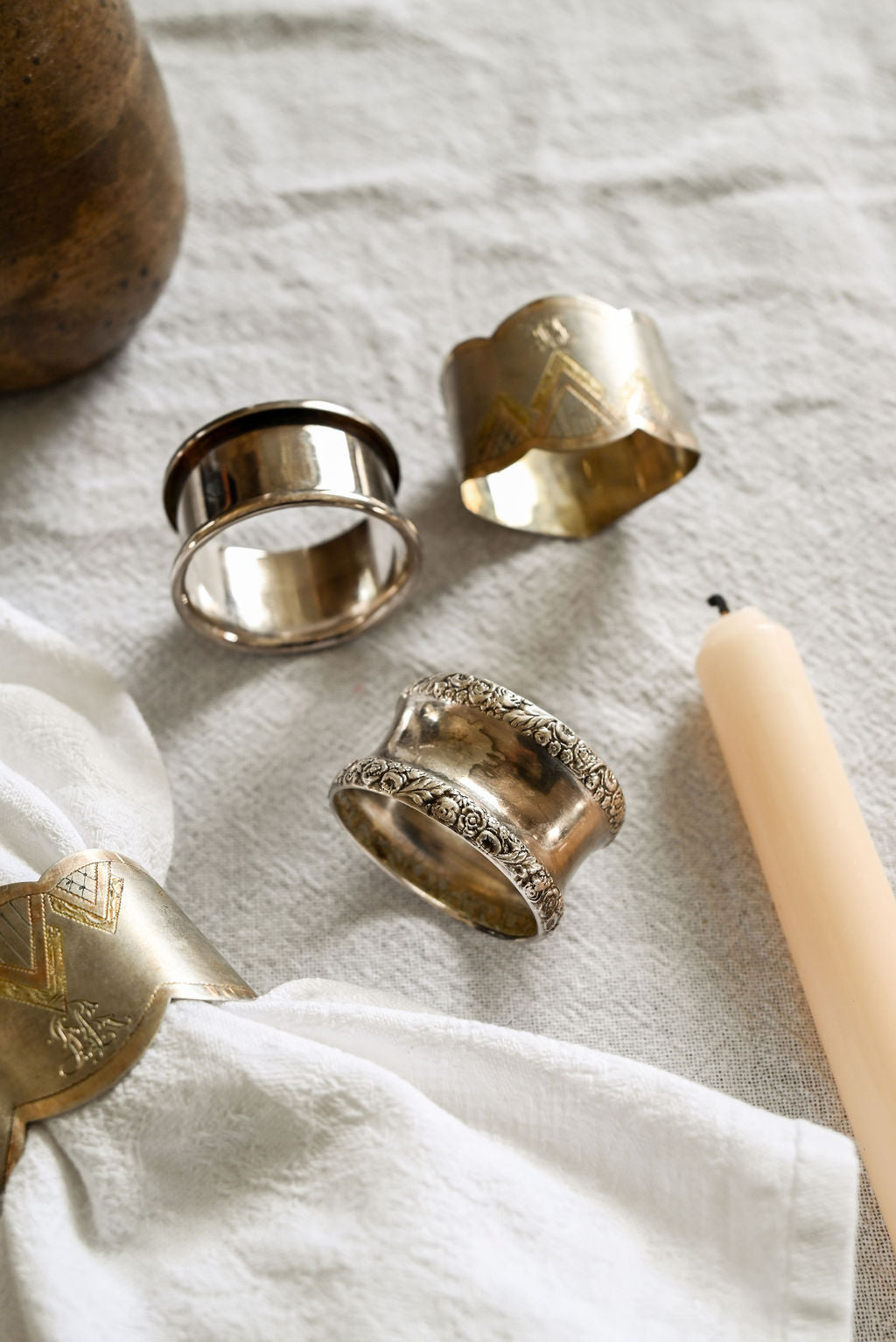 vintage french eclectic set of 4 napkin rings