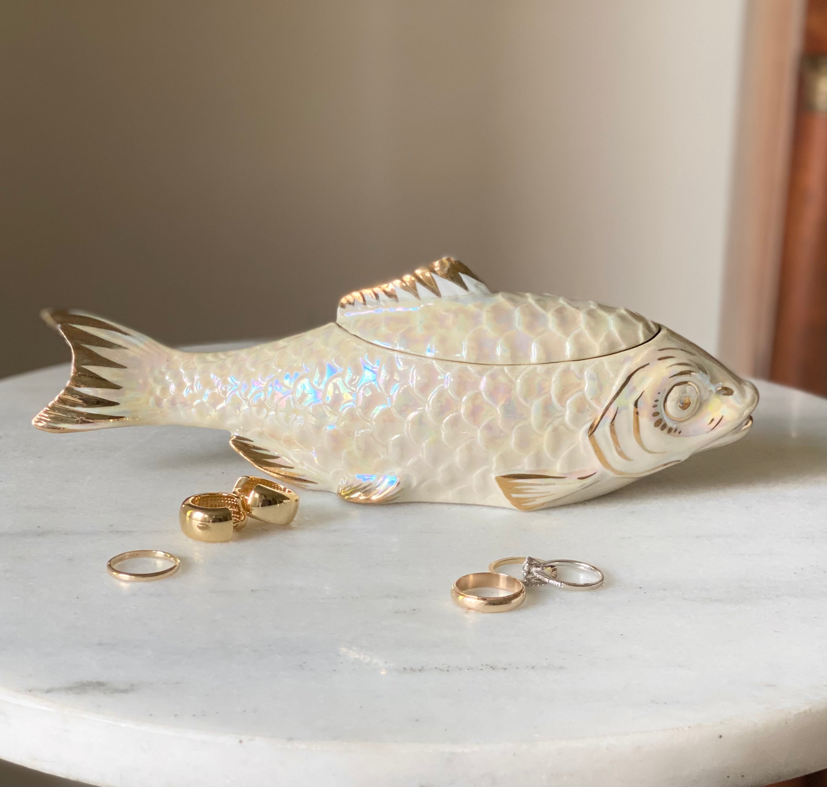rare antique artist crafted Limoges porcelain fish jewelry box – Joliette