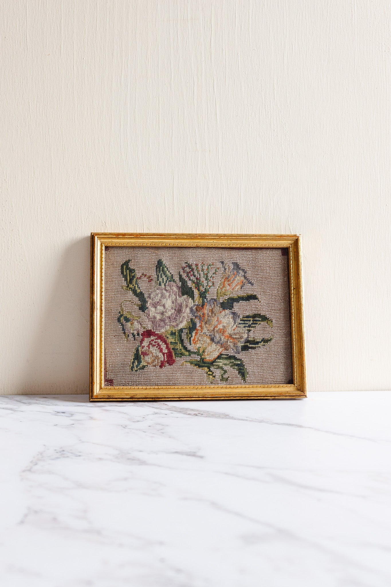 rare 19th century French framed Berlin work beaded needlepoint – Joliette