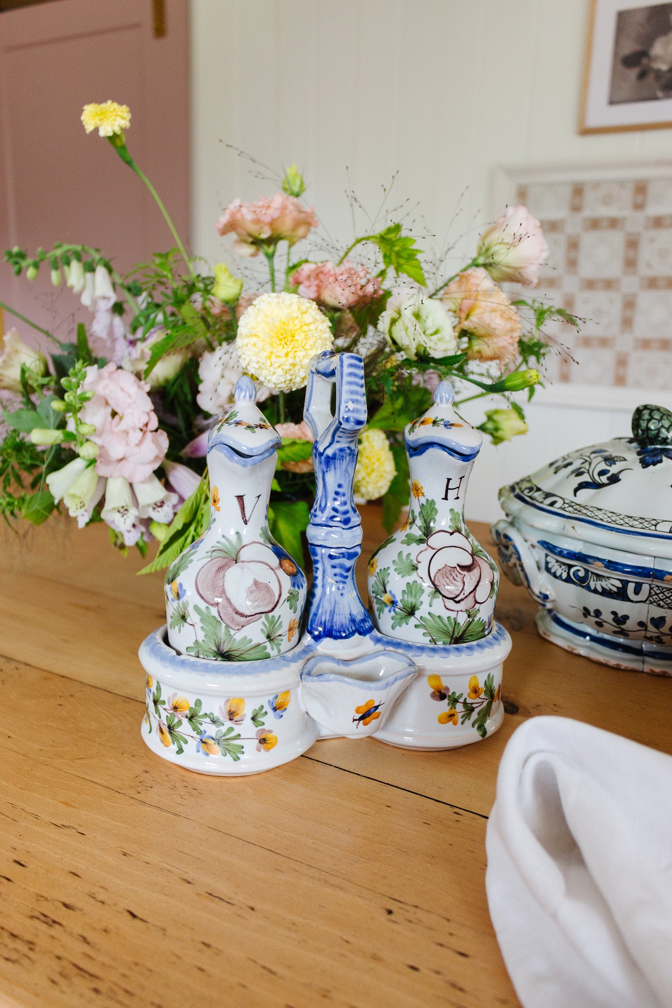 antique French Saint Clément pottery oil and vinegar cruet set – Joliette