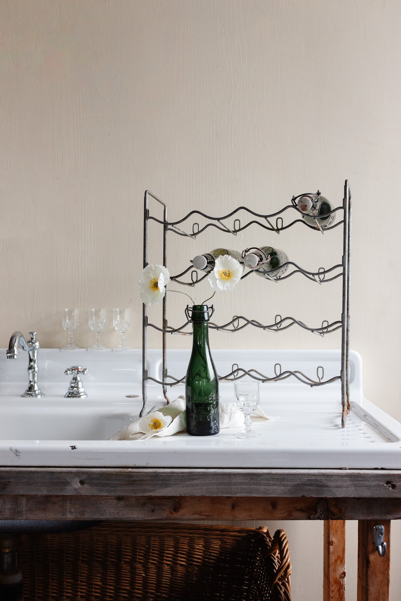 antique French wire bottle rack – Joliette