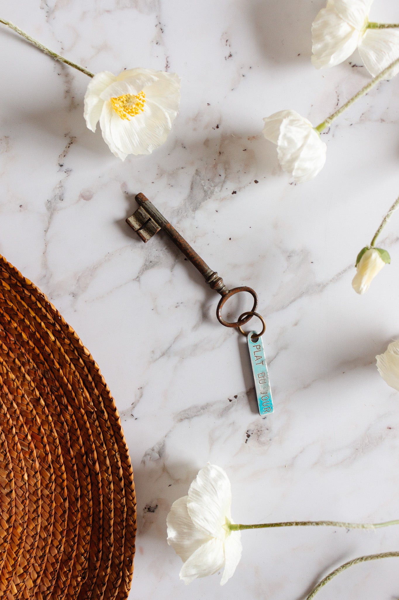 antique French metal key fob – Joliette