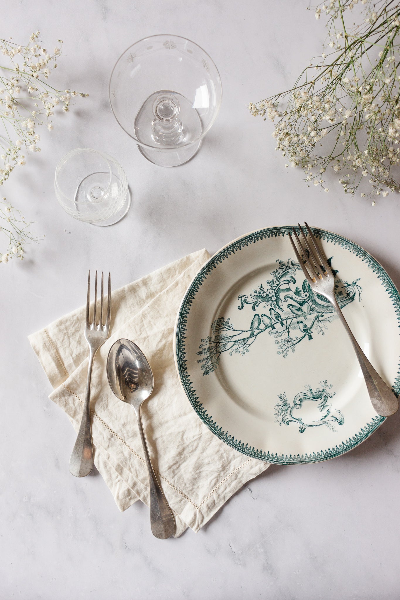vintage French monogrammed silver flatware, set of 8 – Joliette