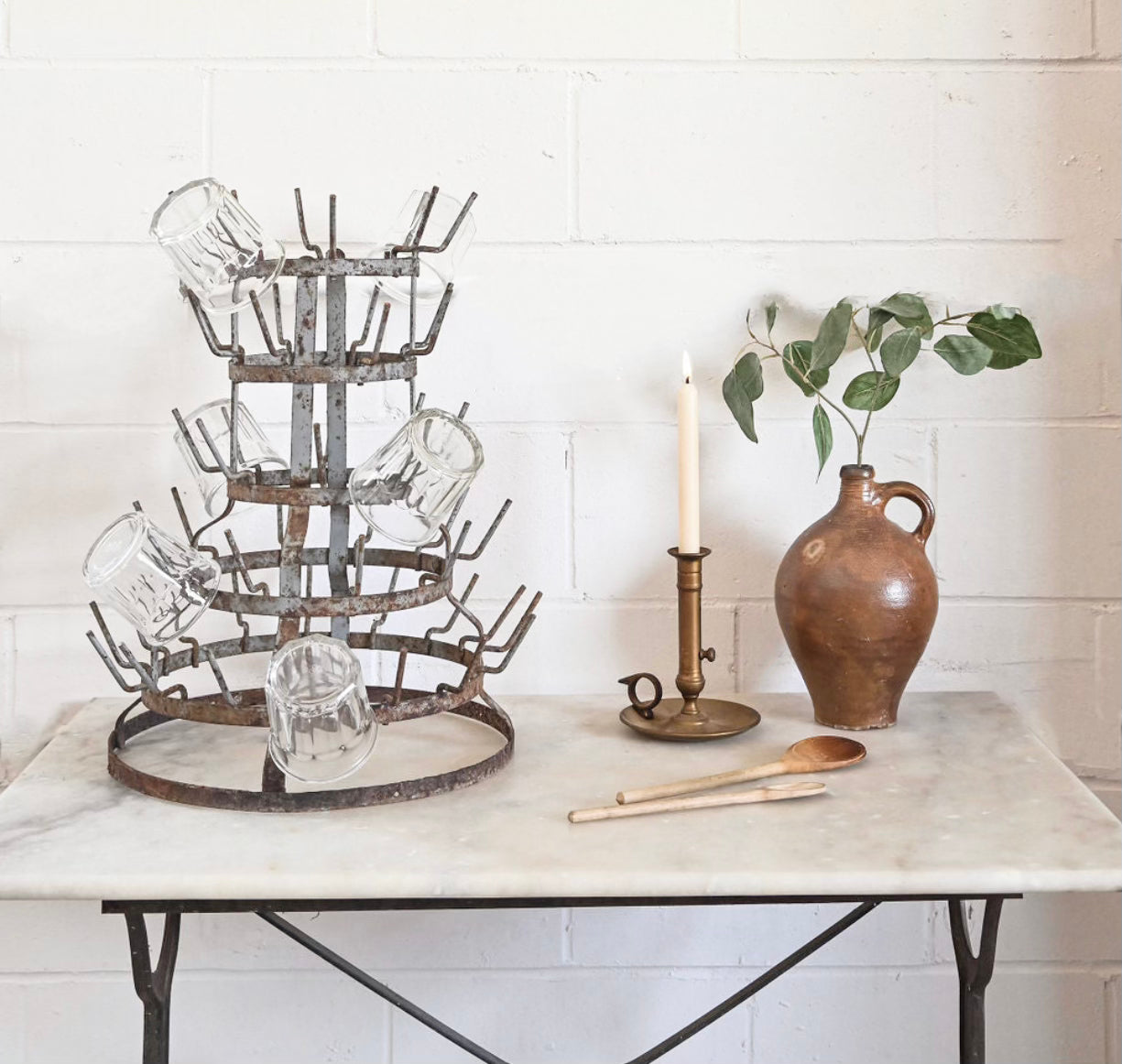 vintage french zinc bottle drying rack – Joliette